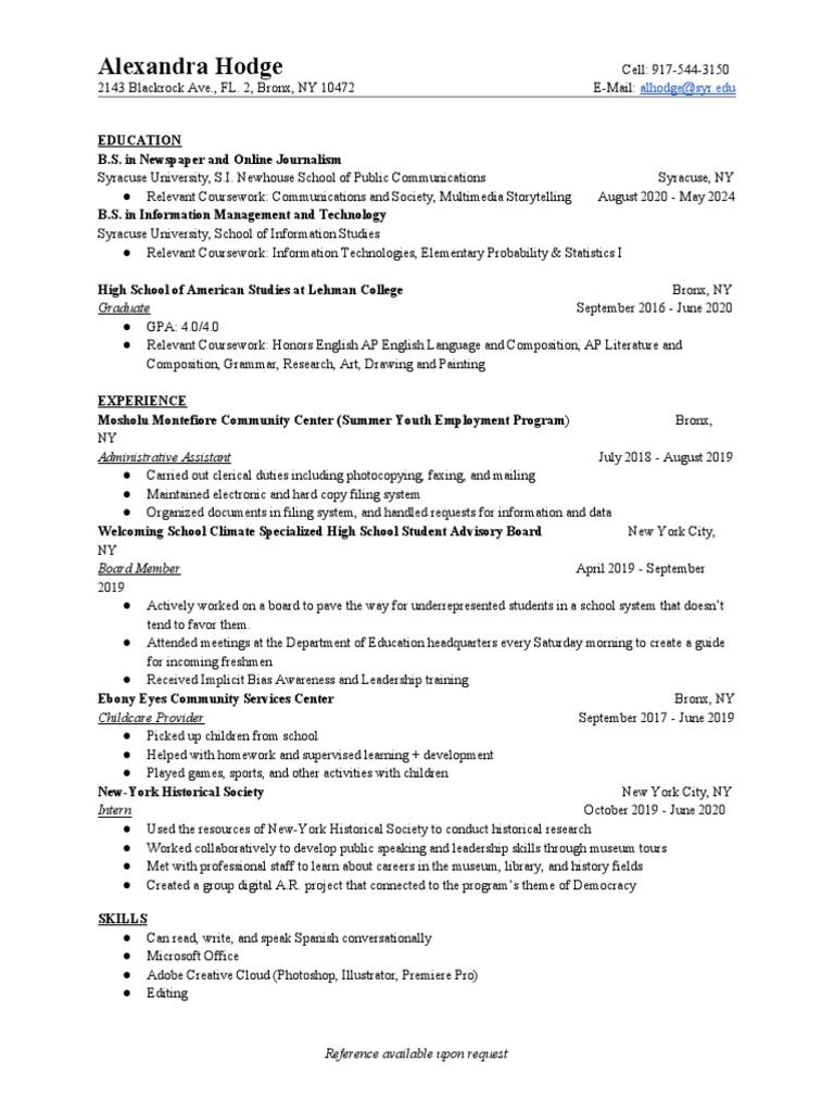 Alexandra Hodge Resume | PDF | Communication | Cognition