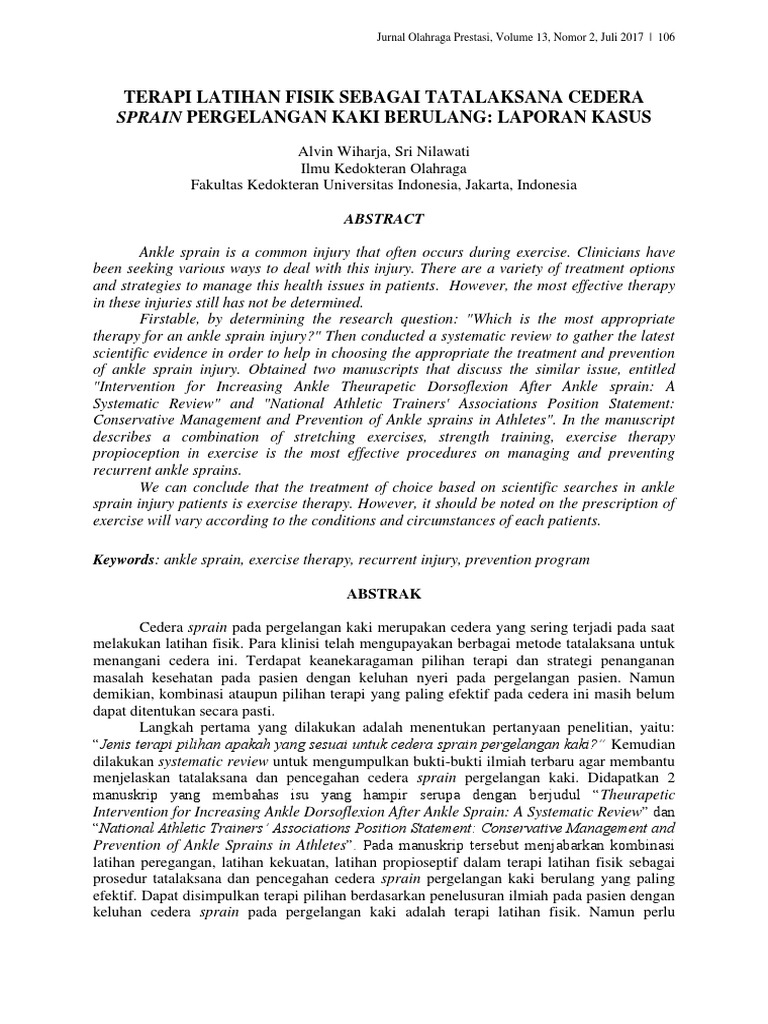 Terapi Latihan Fisik Sebagai Tatalaksana Cedera SP | PDF | Soft Tissue ...