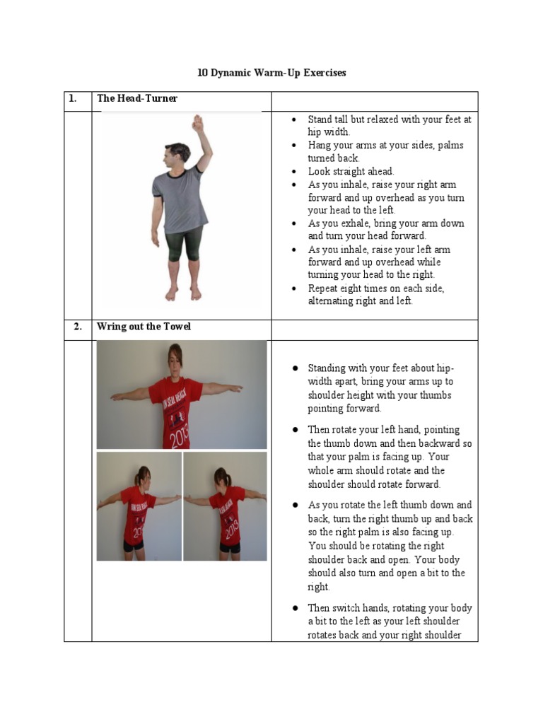 10 Dynamic Warm-Up Exercises Guide | PDF | Foot | Hand