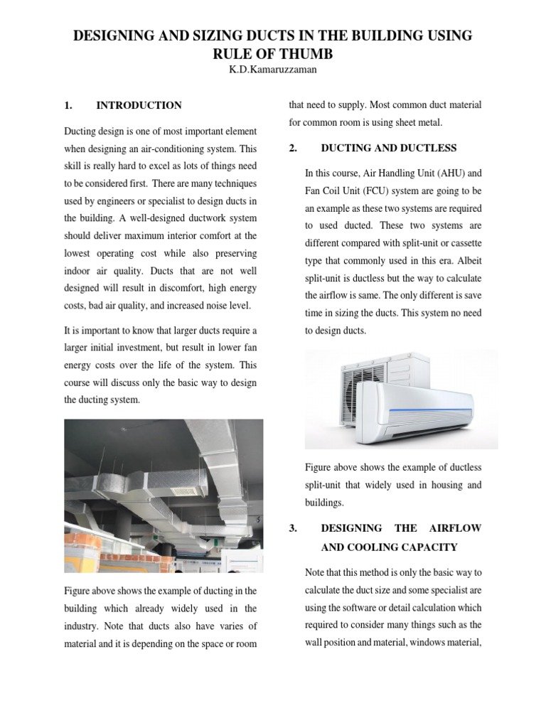 Design Cooling Capacity and Size Ducts in The Building PDF | PDF | Duct ...