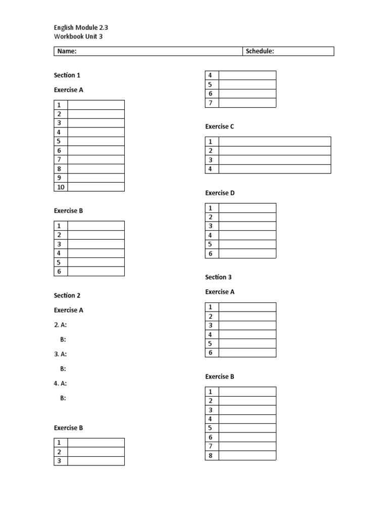 Module 2.3 Workbook Exercises | PDF