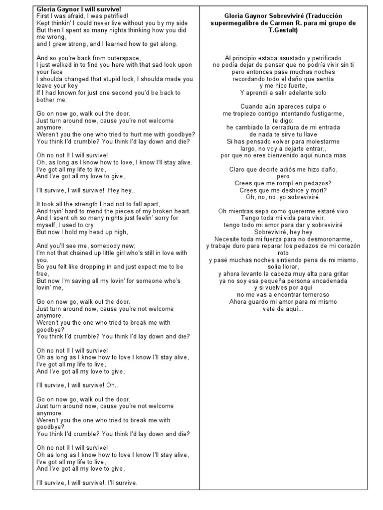 I will survive Gloria Gaynor | PDF