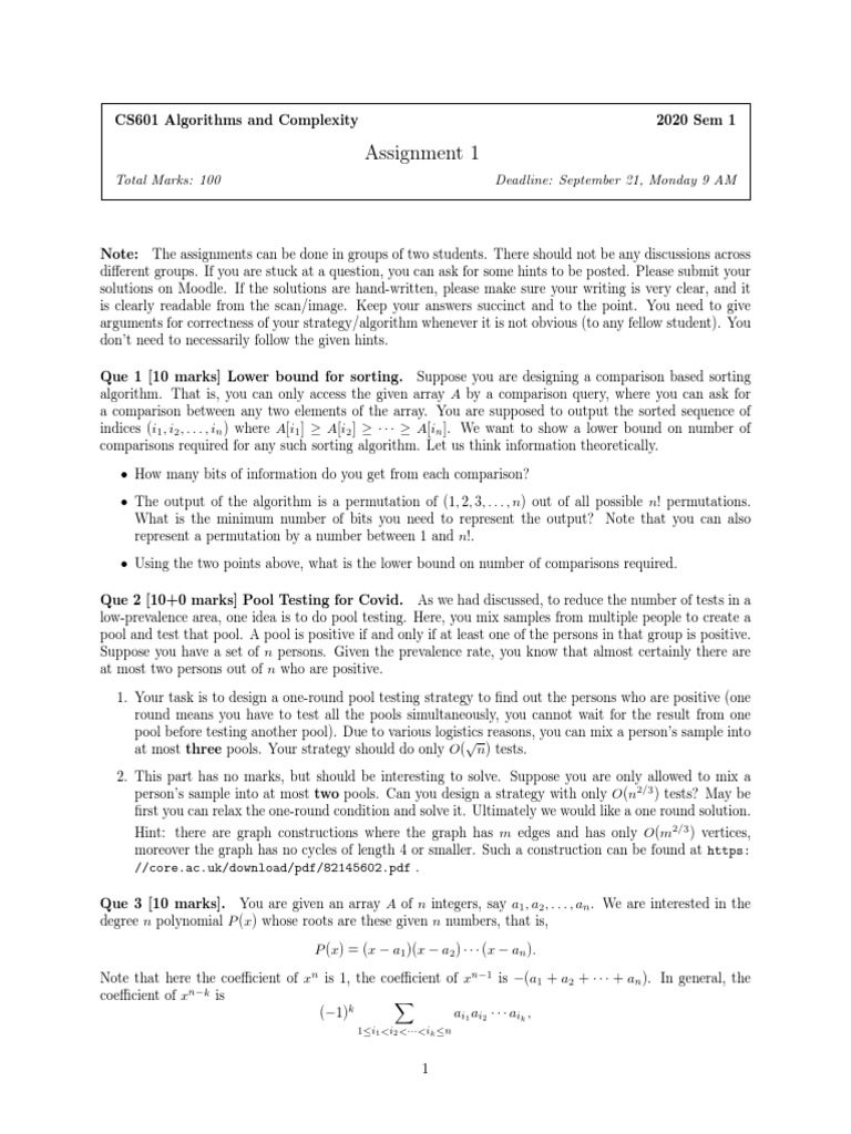 Assignment1 PDF | PDF | Time Complexity | Algorithms Assignment1 PDF | PDF | Time Complexity | Algorithms