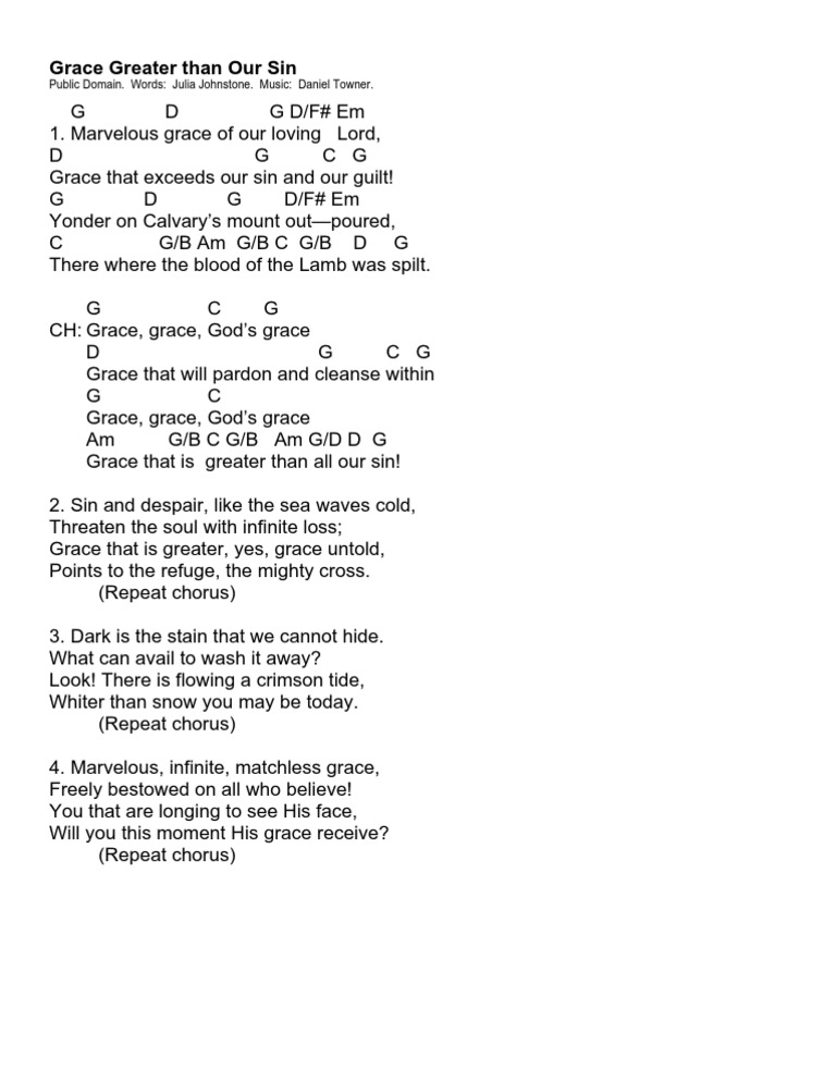 Grace Greater Than Our Sin | PDF
