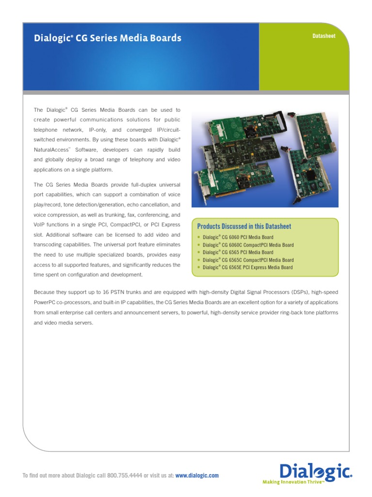 Dialogic® CG Series Media Boards PDF | PDF | Session Initiation ...