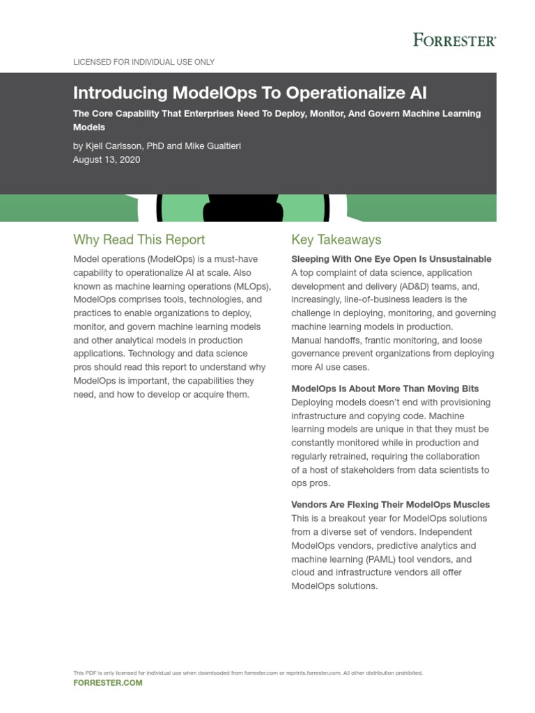 AI - Introducing ModelOps To Operationalize AI | PDF | Artificial Intelligence | Intelligence ...