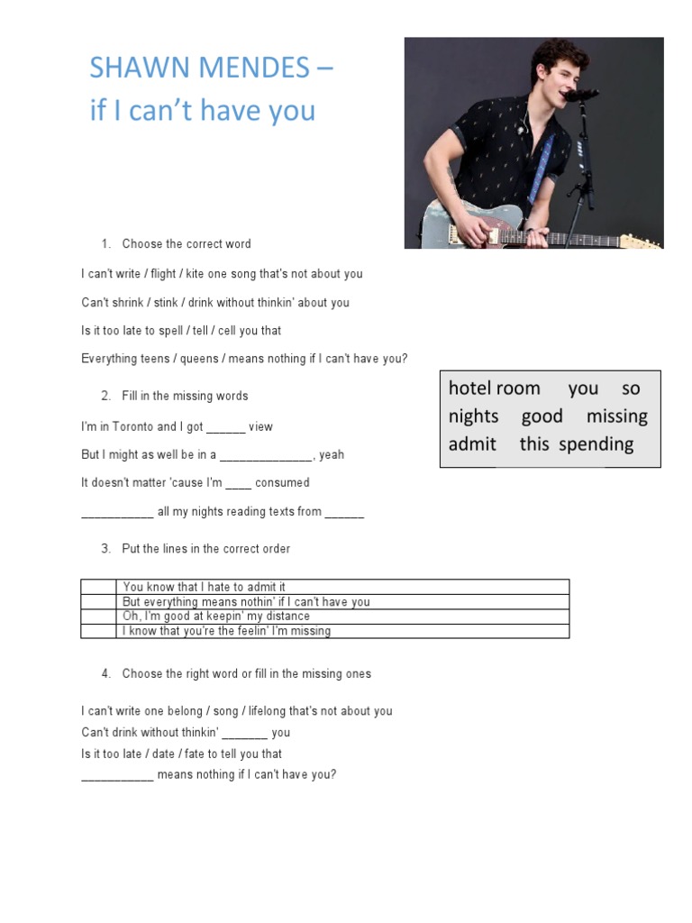Song Analysis: "If I Can't Have You" | PDF | Language Arts & Discipline ...