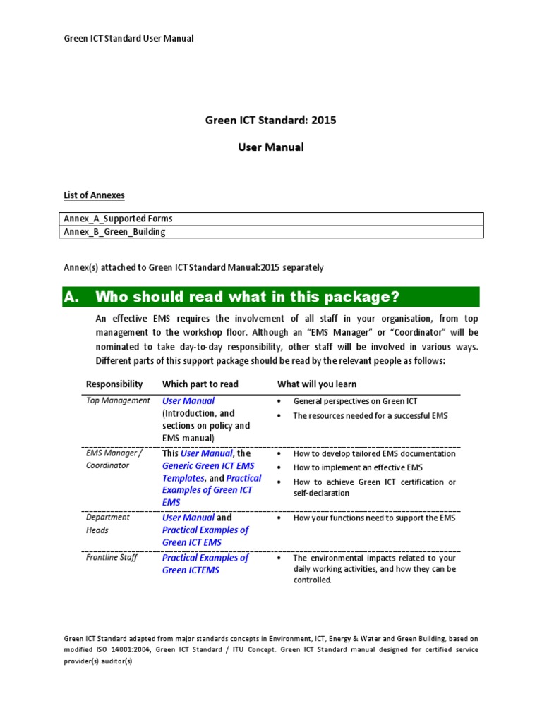 Green ICT Standard User Manual | PDF | Audit | Green Building
