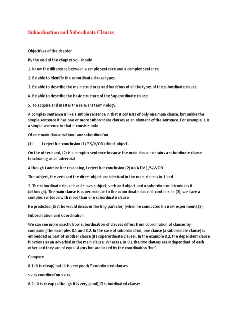 Understanding Subordinate Clauses | PDF | Clause | Sentence (Linguistics)