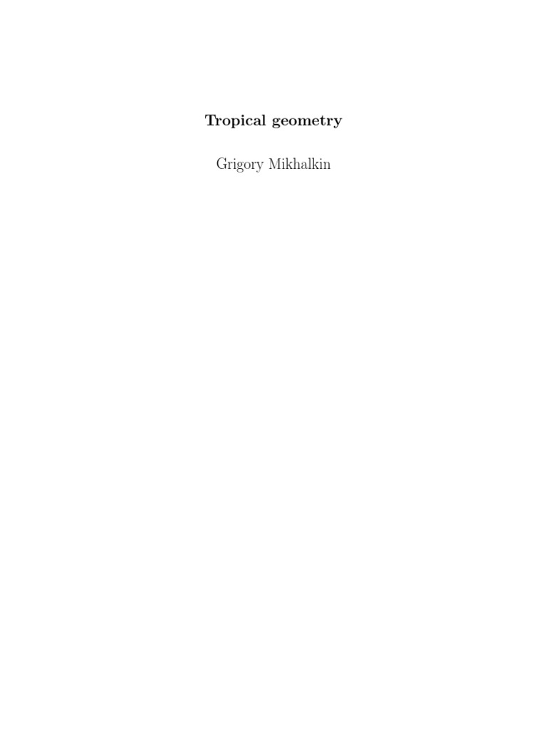 Introduction to Tropical Geometry | PDF | Line (Geometry ...