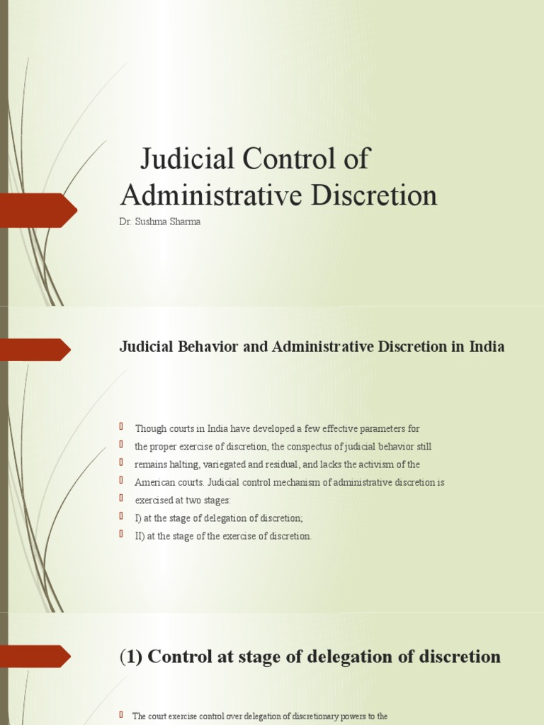 Judicial Control of Administrative Discretion: Dr. Sushma Sharma | PDF ...