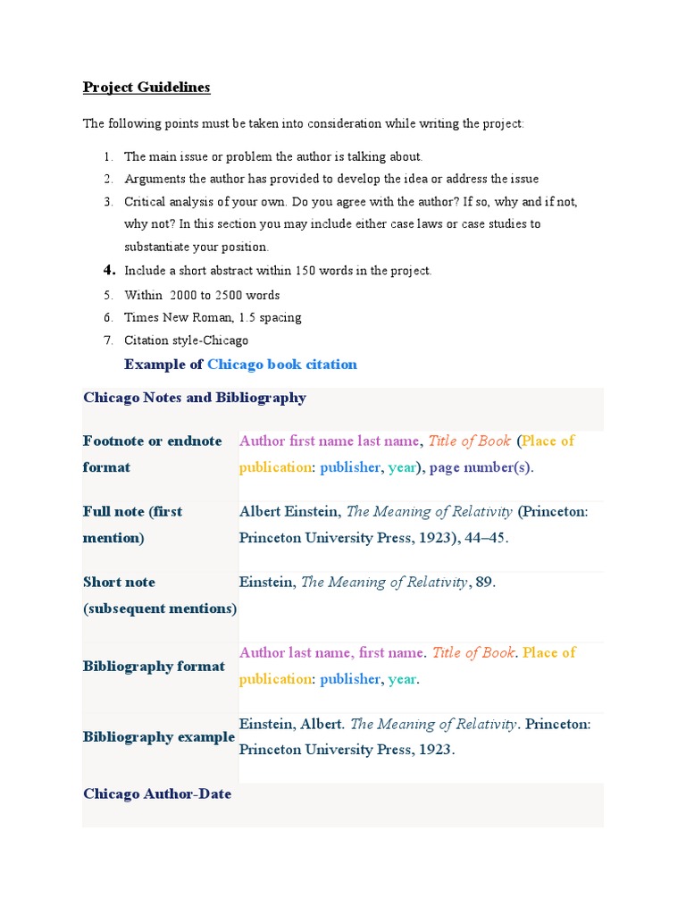 Guidelines for Writing a Project Addressing a Main Issue or Problem ...