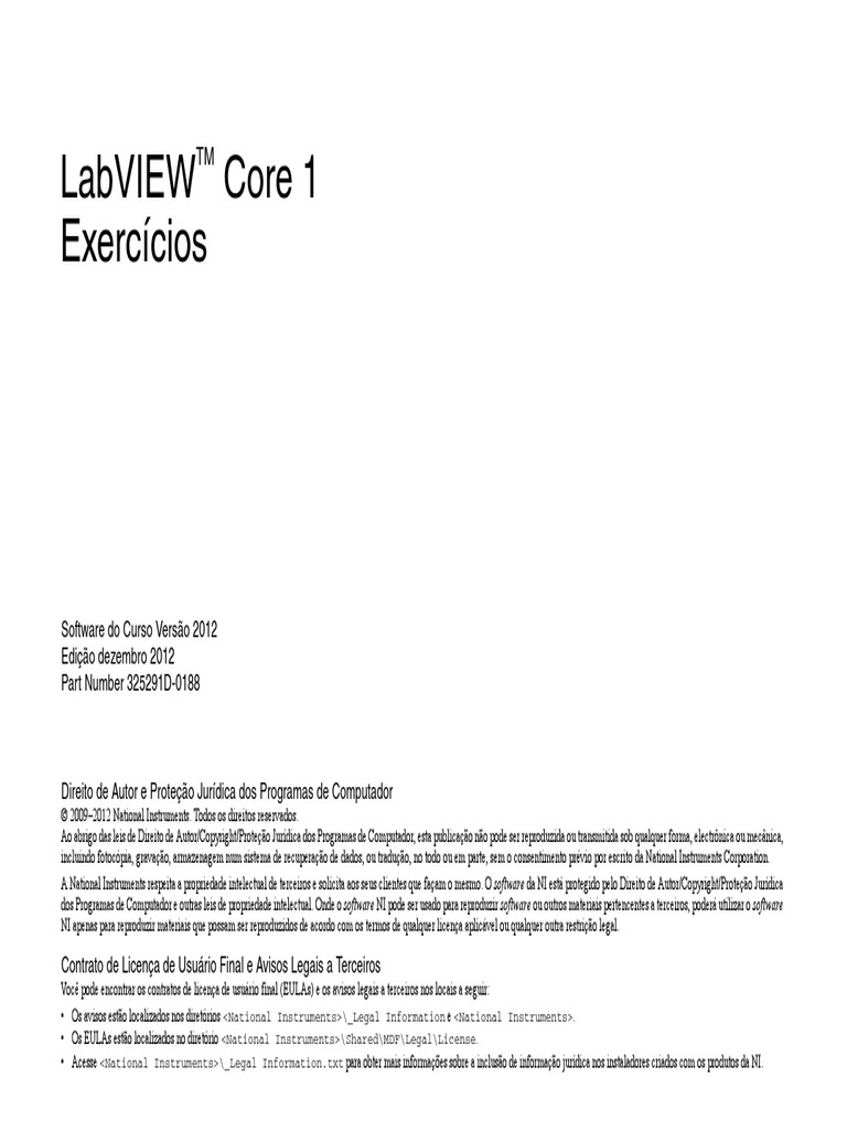 LabView Core 1 Exercise Manual | PDF | Direitos Autorais | Janela ...