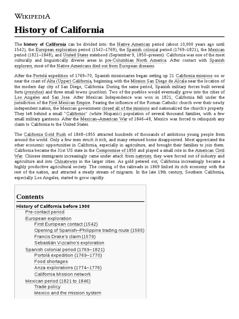 History of California | PDF | California | Armed Conflict