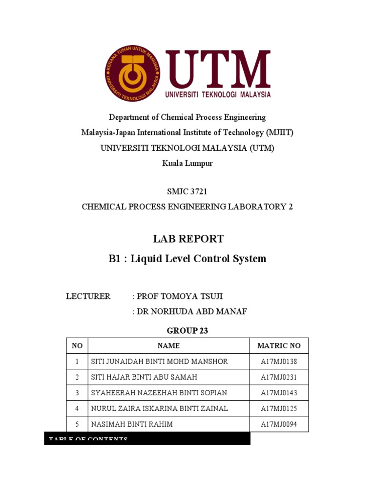 B1 - Liquid Level Control System | PDF | Control Theory | Cybernetics