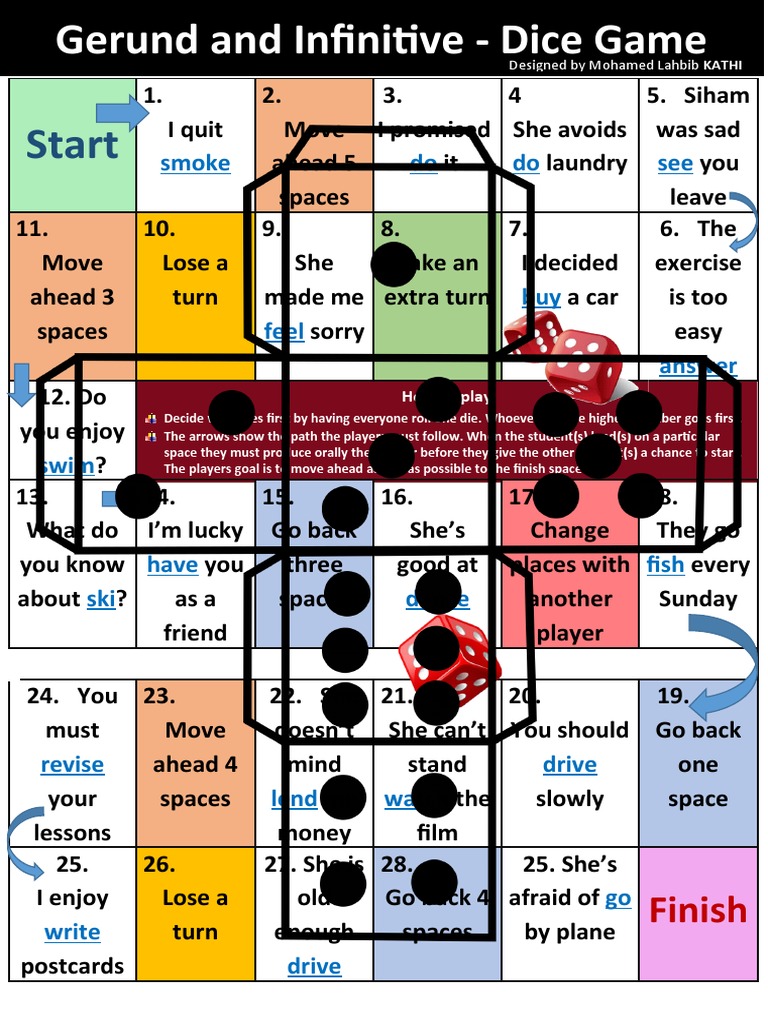 Start: Gerund and Infinitive - Dice Game | PDF