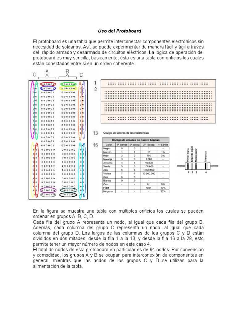 Uso Del Protoboard | PDF | Métodos y materiales de enseñanza