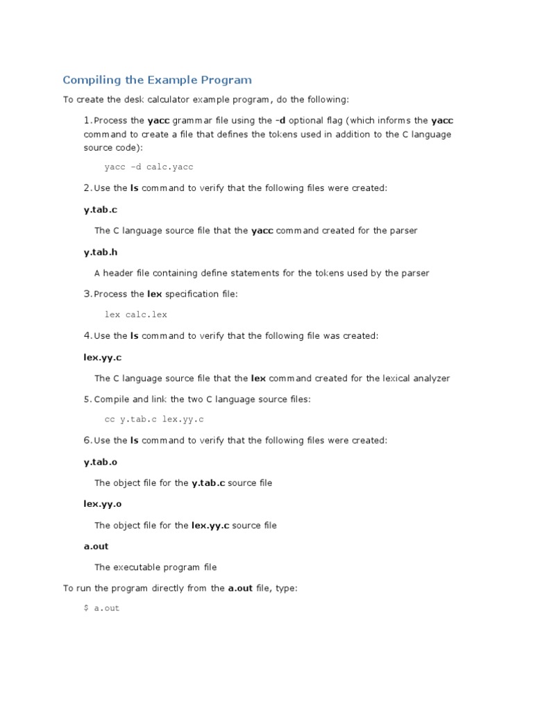 Yacc Examples | PDF | Parsing | Software Engineering
