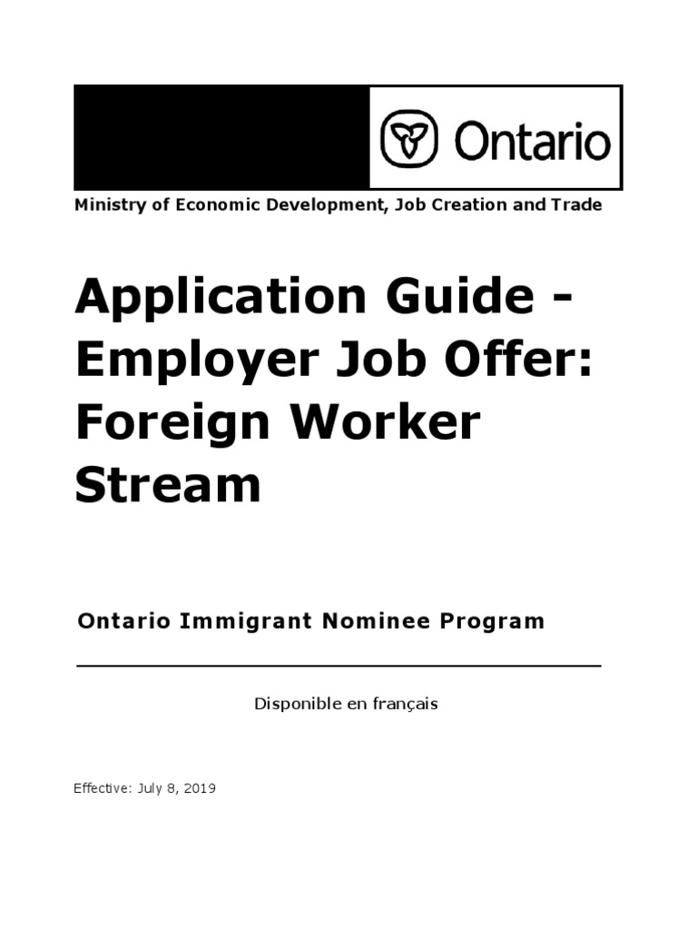 Application Guide - Employer Job Offer: Foreign Worker Stream | PDF ...