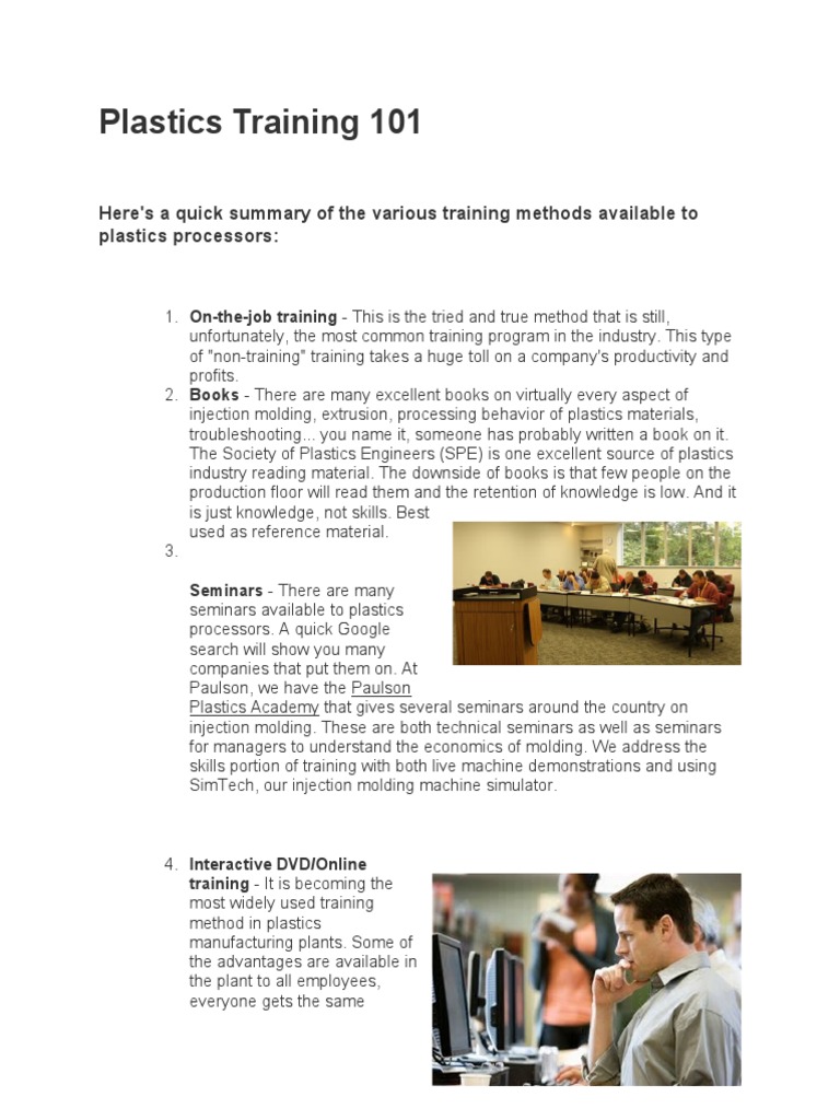 Plastics Training 101: Here's A Quick Summary of The Various Training ...