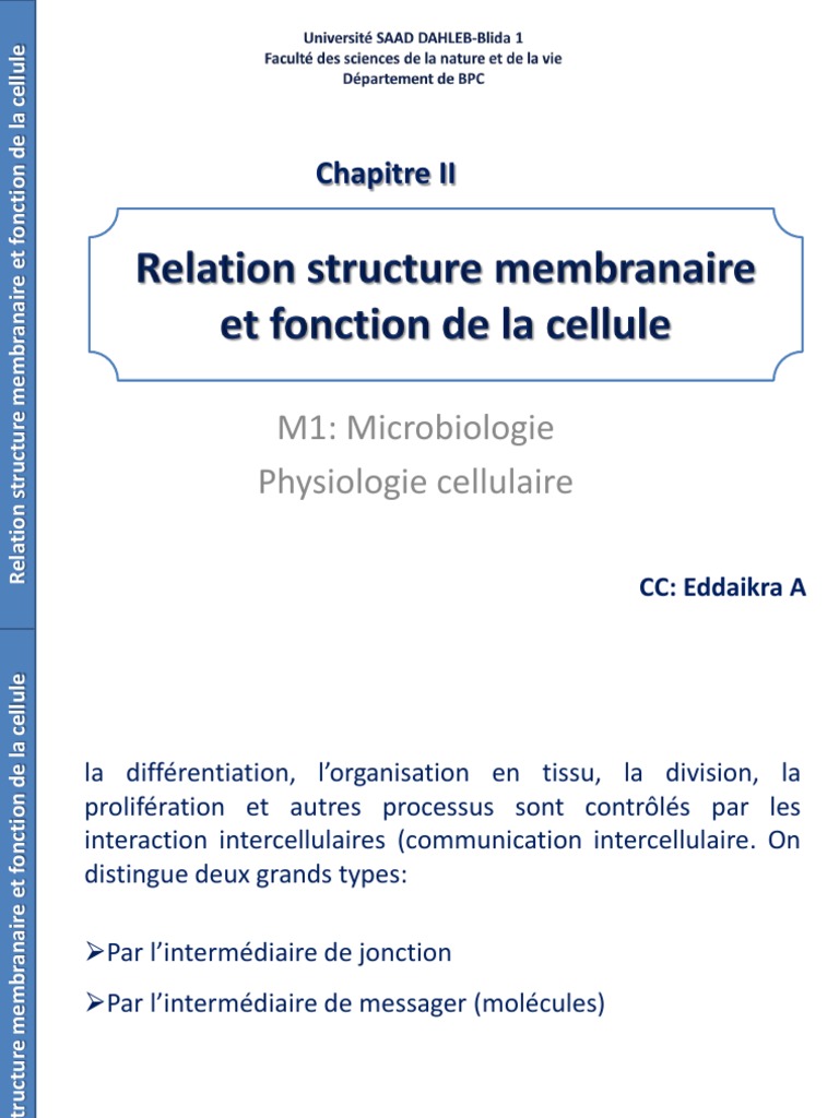 Structure et fonction des jonctions cellulaires | PDF | Membrane ...