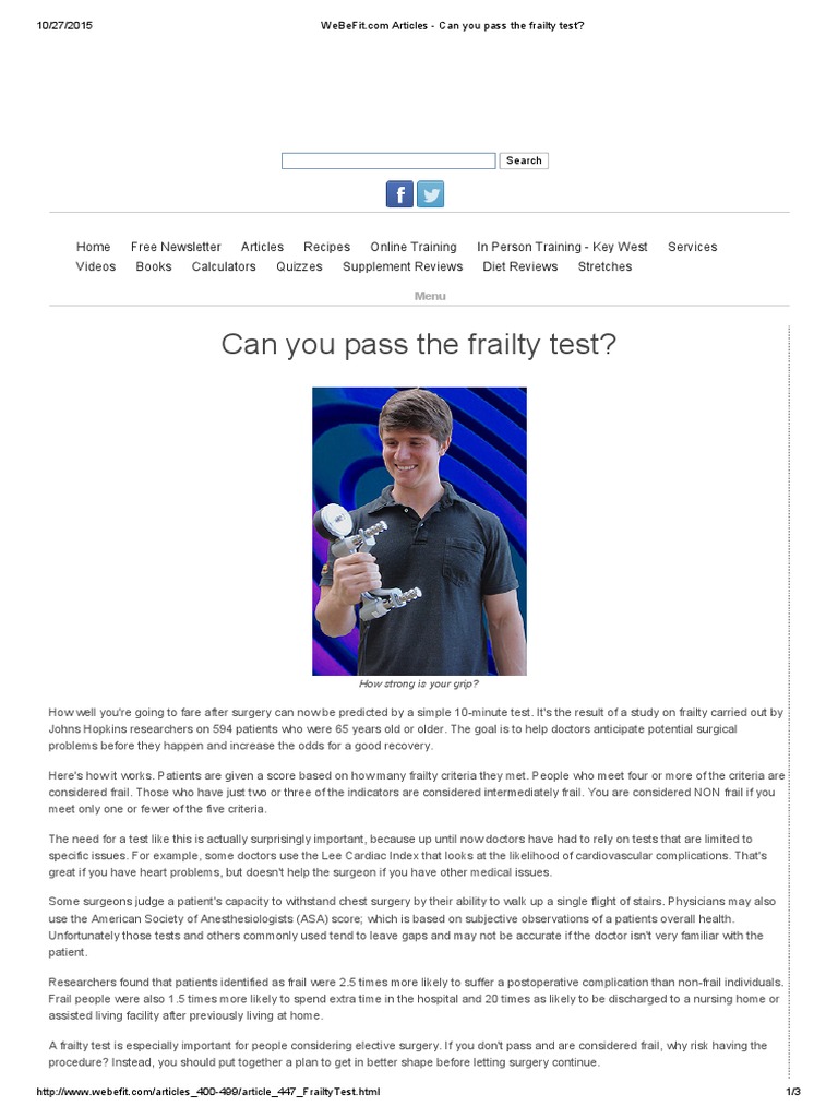 Can You Pass The Frailty Test | PDF | Surgery | Body Mass Index