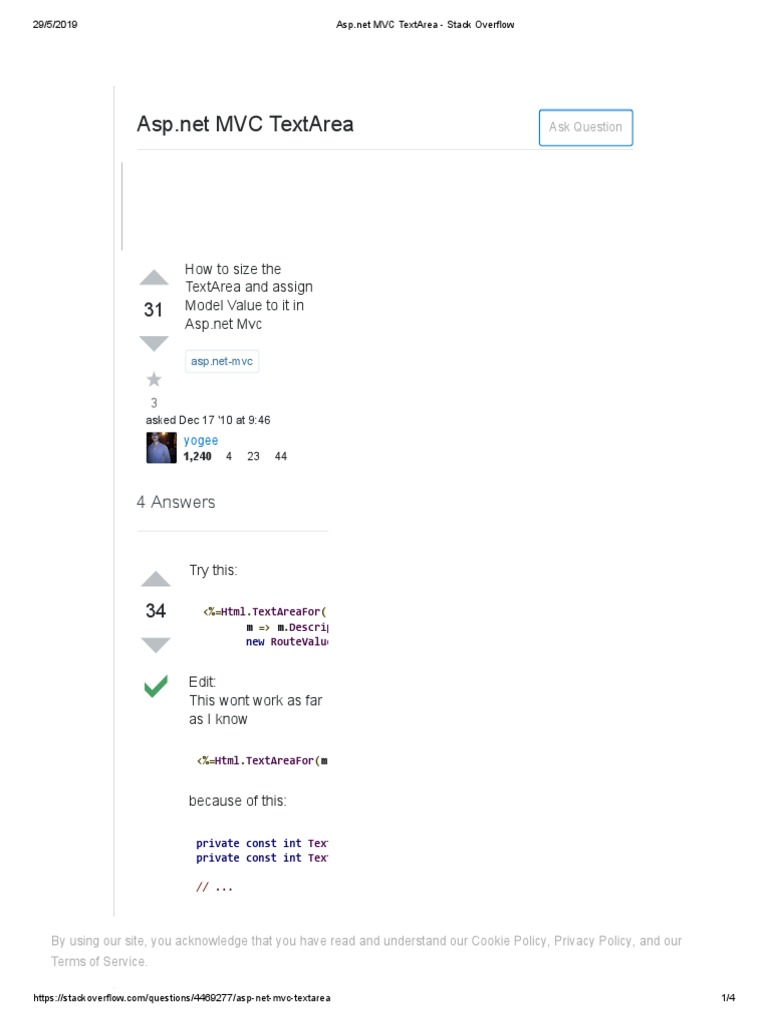 MVC TextArea - Stack Overflow PDF | PDF | Information Technology Management | Computer Data