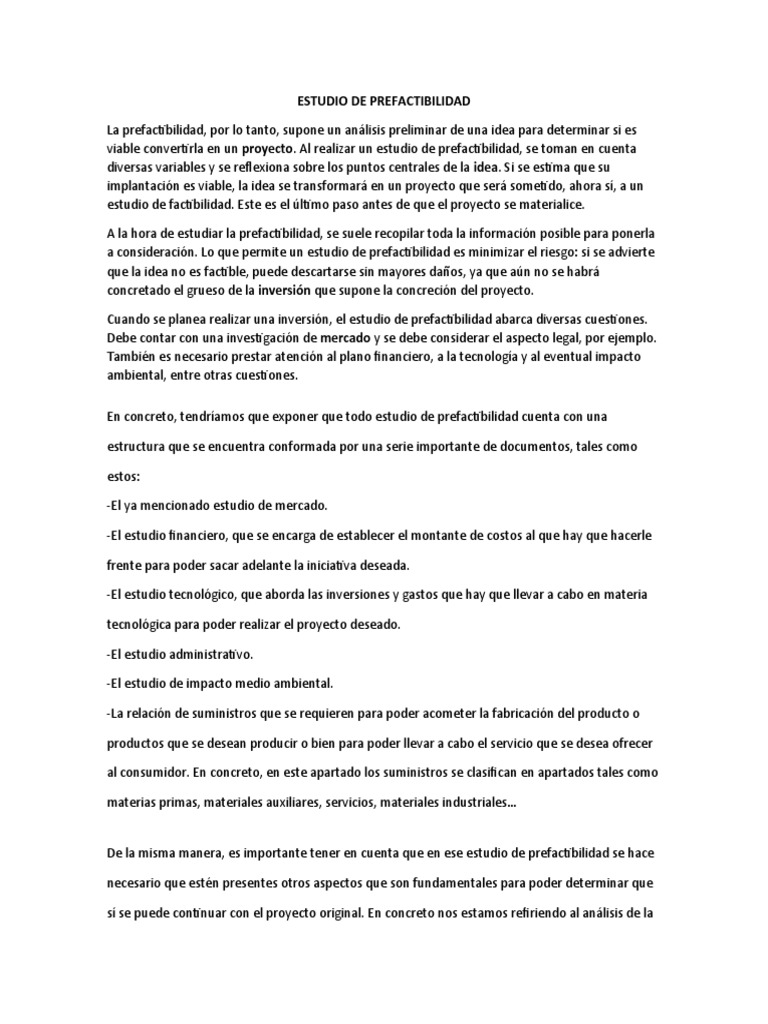 Estudio de Prefactibilidad y Factibilidad | PDF | Toma de decisiones ...
