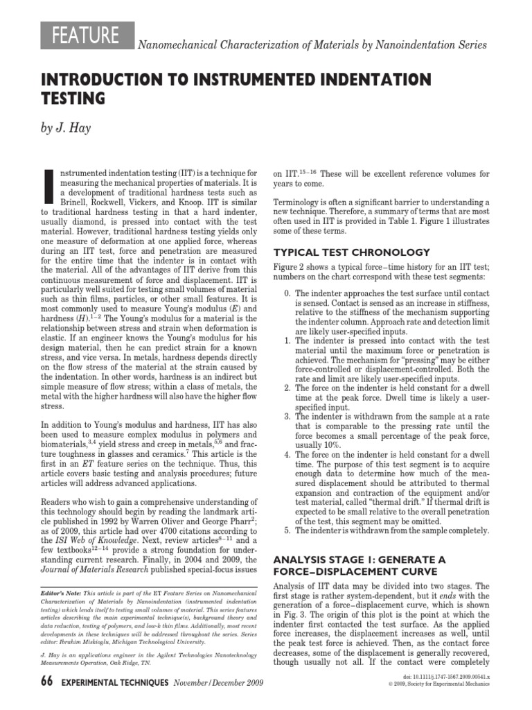 Introduction To Instrumented Indentation | PDF | Young's Modulus ...
