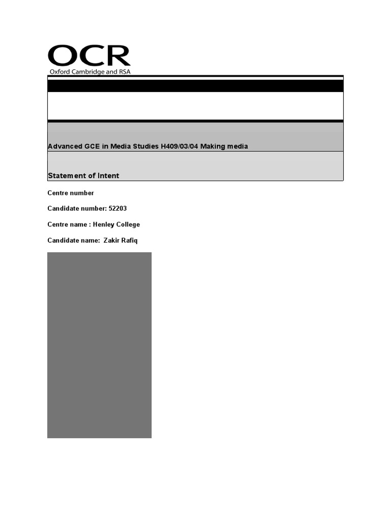 Statement of Intent Official | PDF | Mass Media | Communication