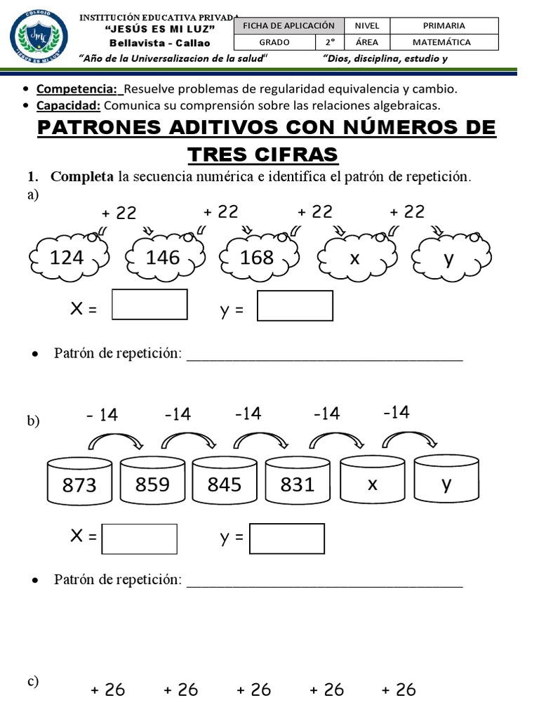 Ficha Secuencia Numerica de Tres Cifras | PDF