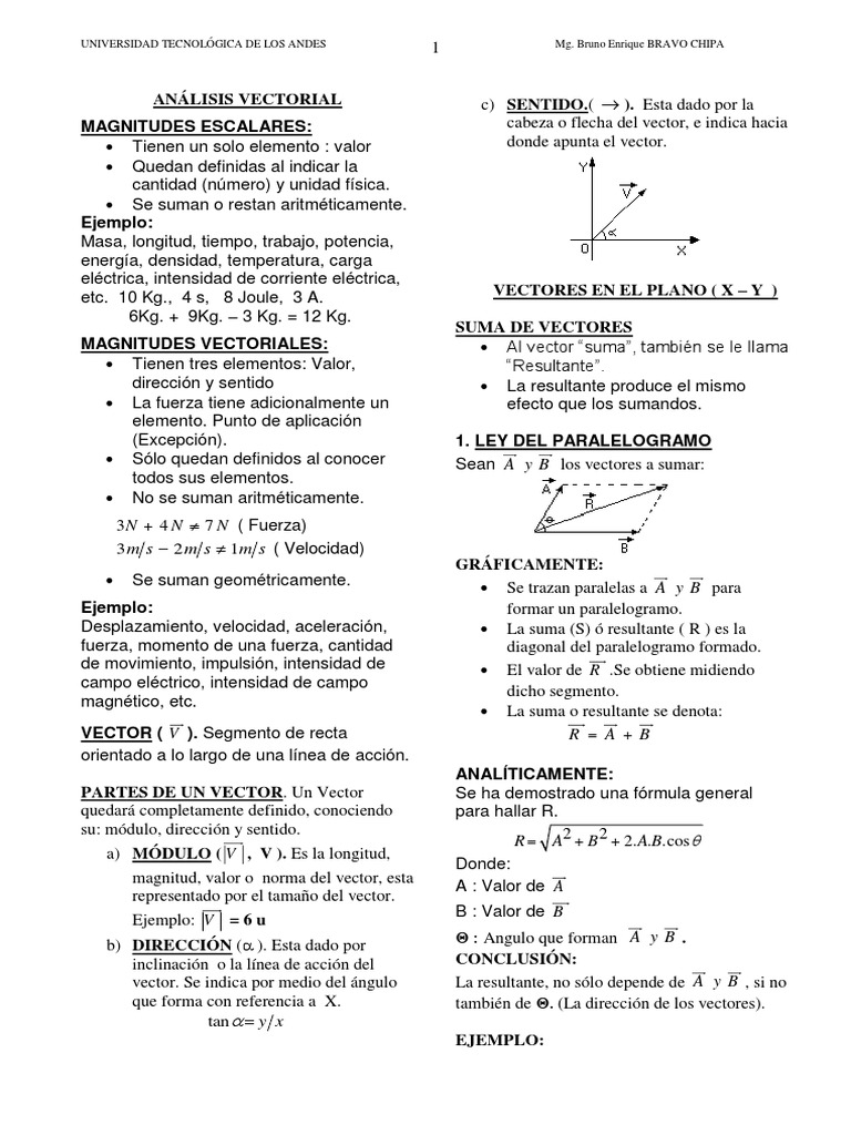 Análisis Vectorial Básico | PDF | Vector Euclidiano | Fuerza