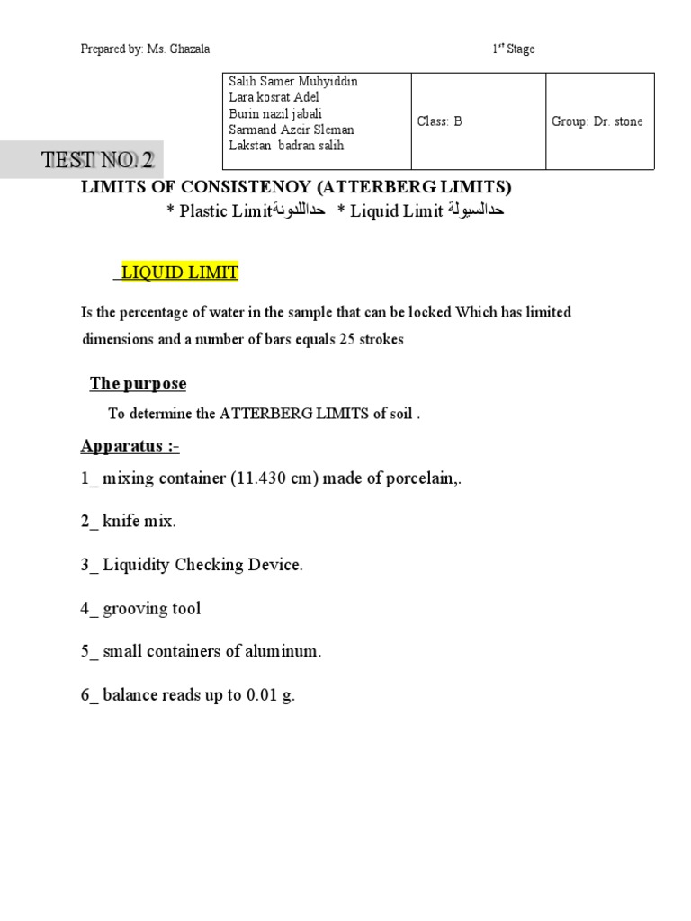 Atterberg Limits Soil Test Report | PDF | Civil Engineering | Materials