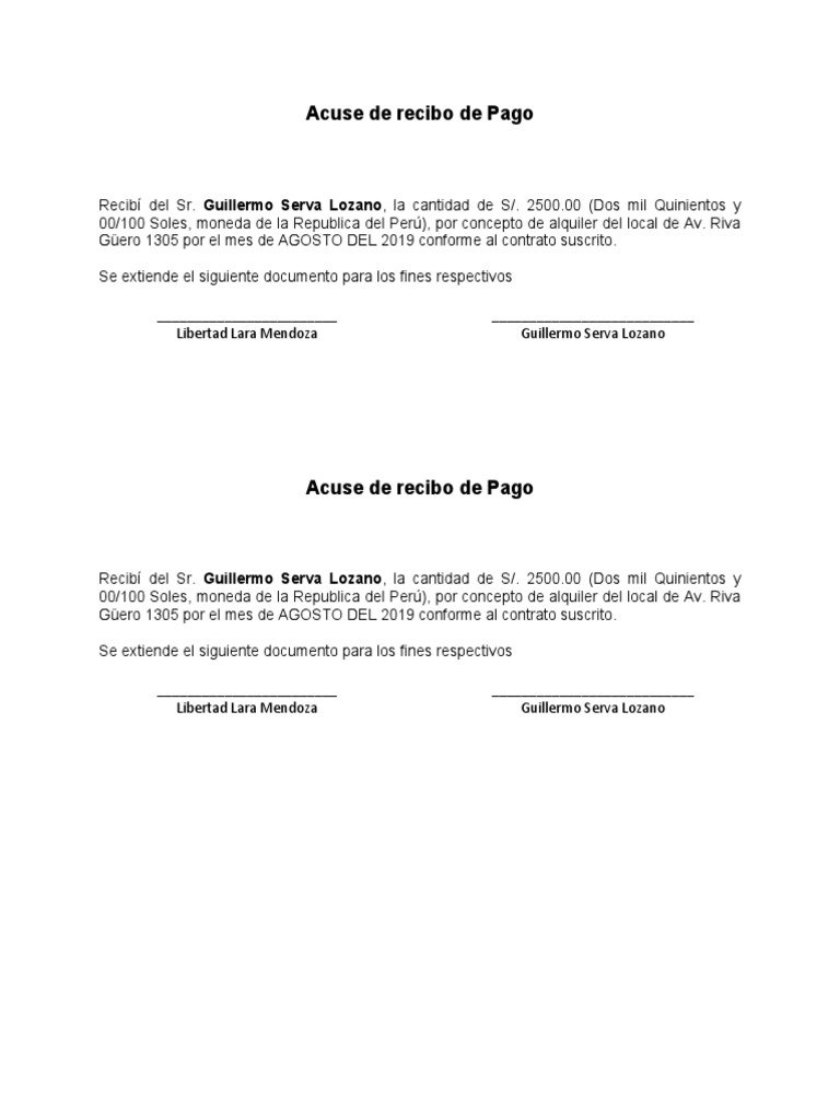 Acuse de Recibo de Pago | PDF