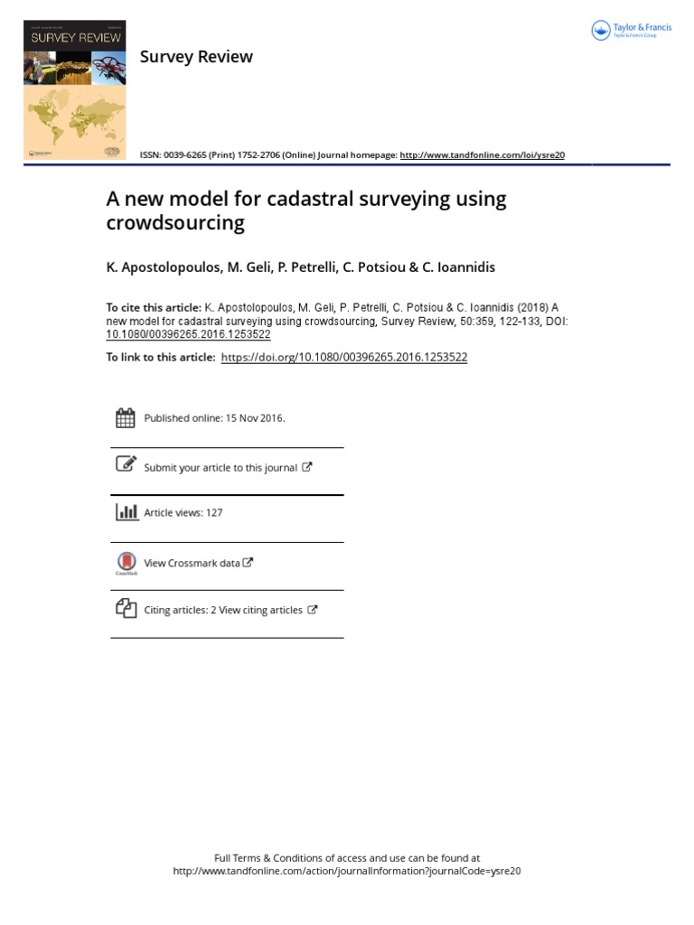 A New Model For Cadastral Surveying Using Crowdsourcing: Survey Review ...