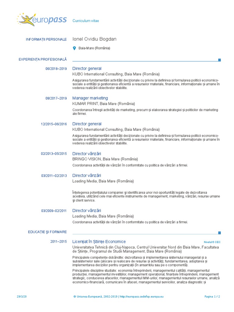 CV - Ionel Ovidiu Bogdan PDF | PDF
