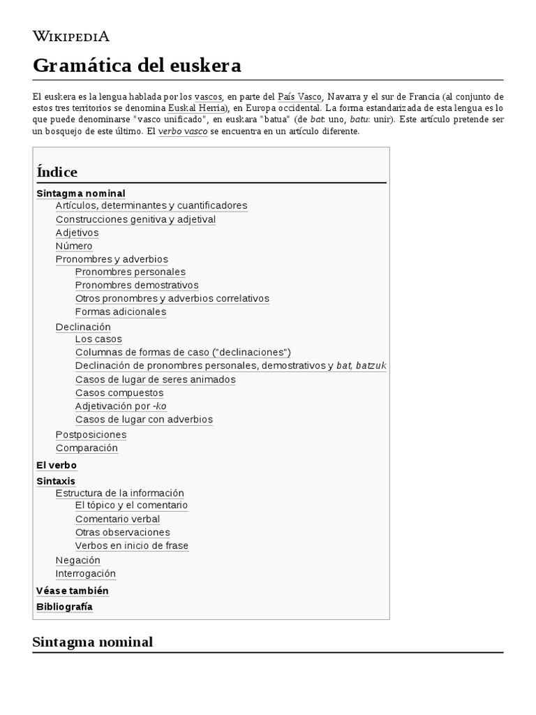 Gramática Del Euskera | PDF | Morfología | Ciencia cognitiva