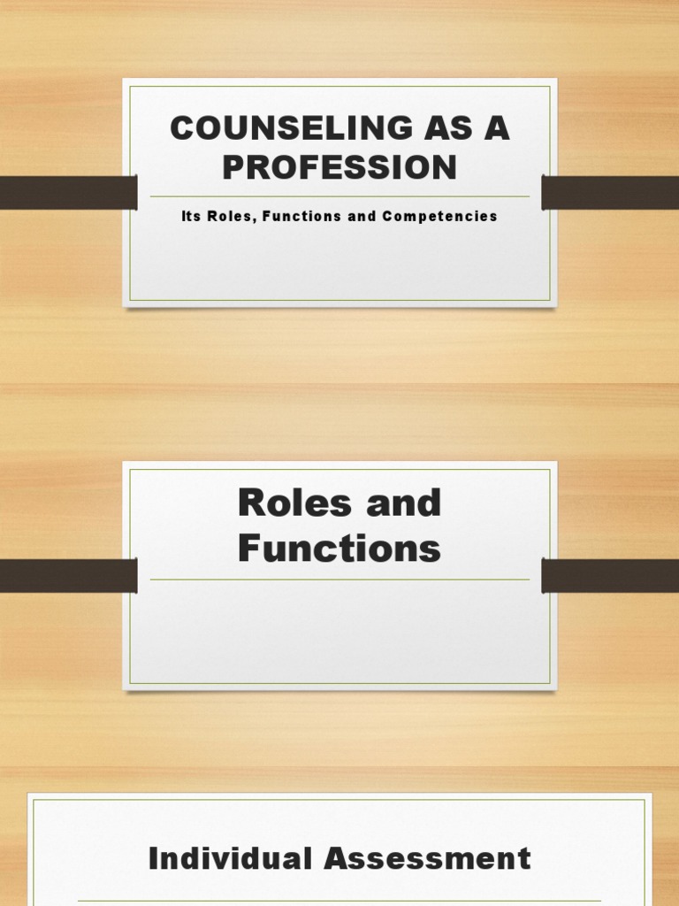 Counseling Profession Overview | PDF | School Counselor | Psychotherapy