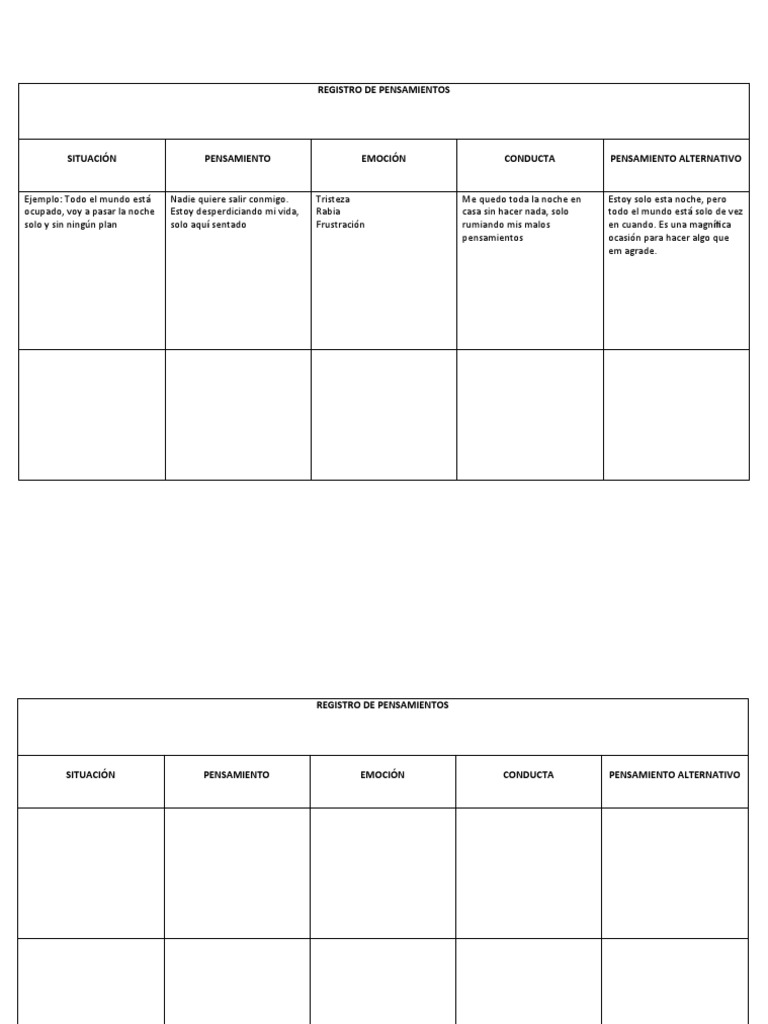 Registro De Pensamientos Pdf