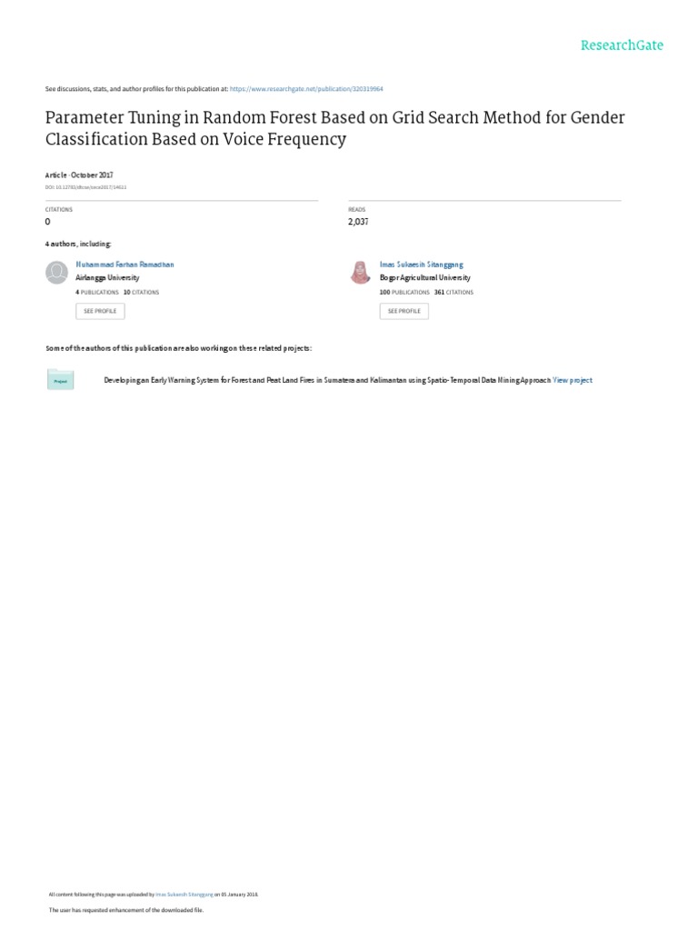 Parameter Tuning in Random Forest Based On Grid Se PDF | PDF ...