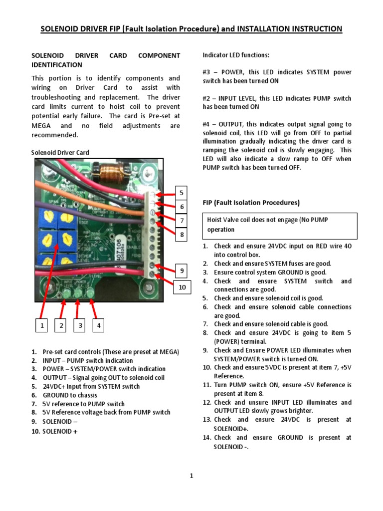 Solenoid Card Installation and FIP | PDF | Switch | Wire