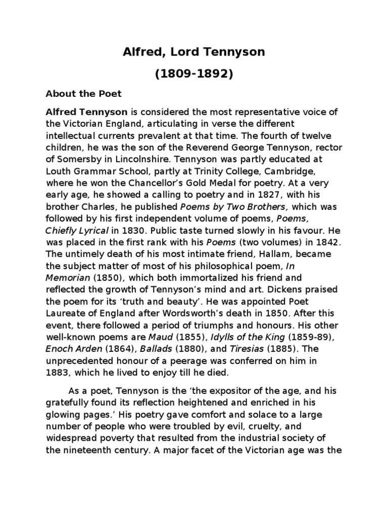 Tennyson's "Crossing the Bar" Analysis | PDF | Poetry