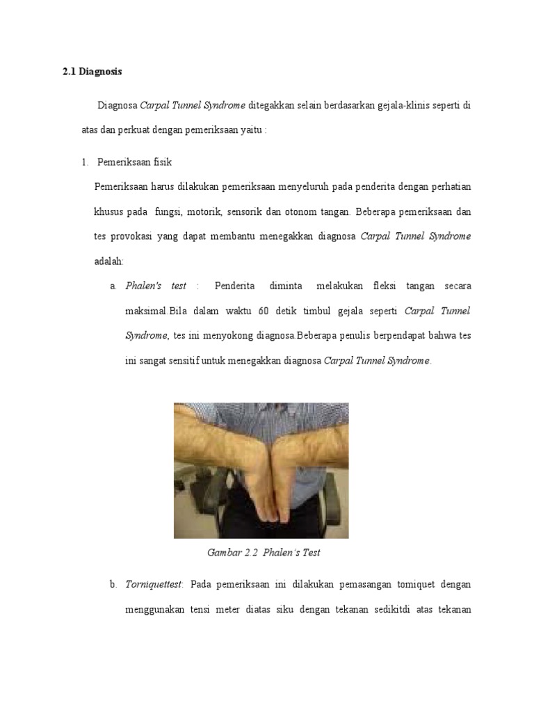 Pemeriksaan Diagnosa Carpal Tunnel Syndrome | PDF