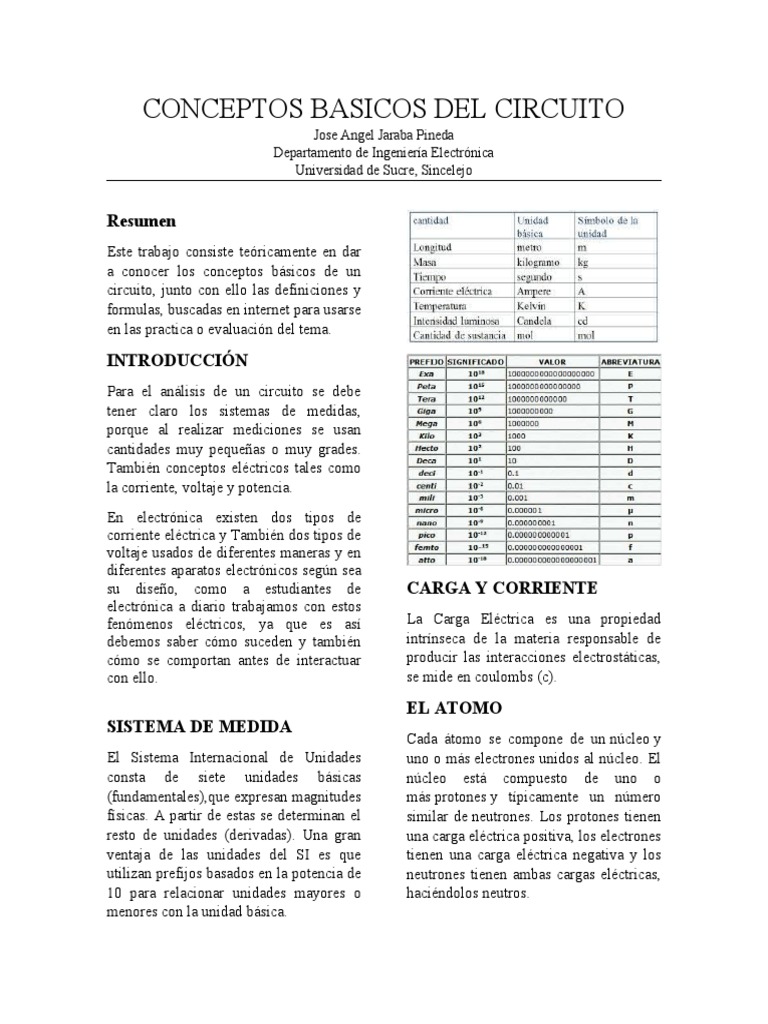 Conceptos Básicos de Circuitos Eléctricos | PDF | Corriente eléctrica | voltaje
