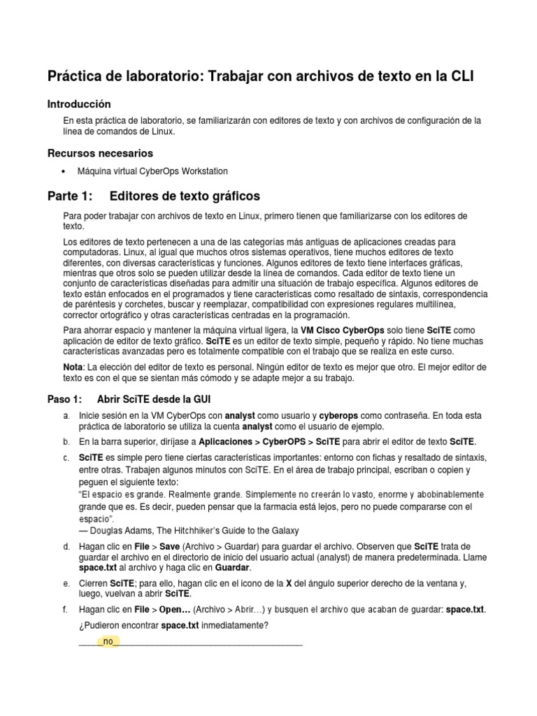 Trabajar Con Archivos de Texto en La CLI | PDF | Interfaz de línea de comando | Distribución de ...