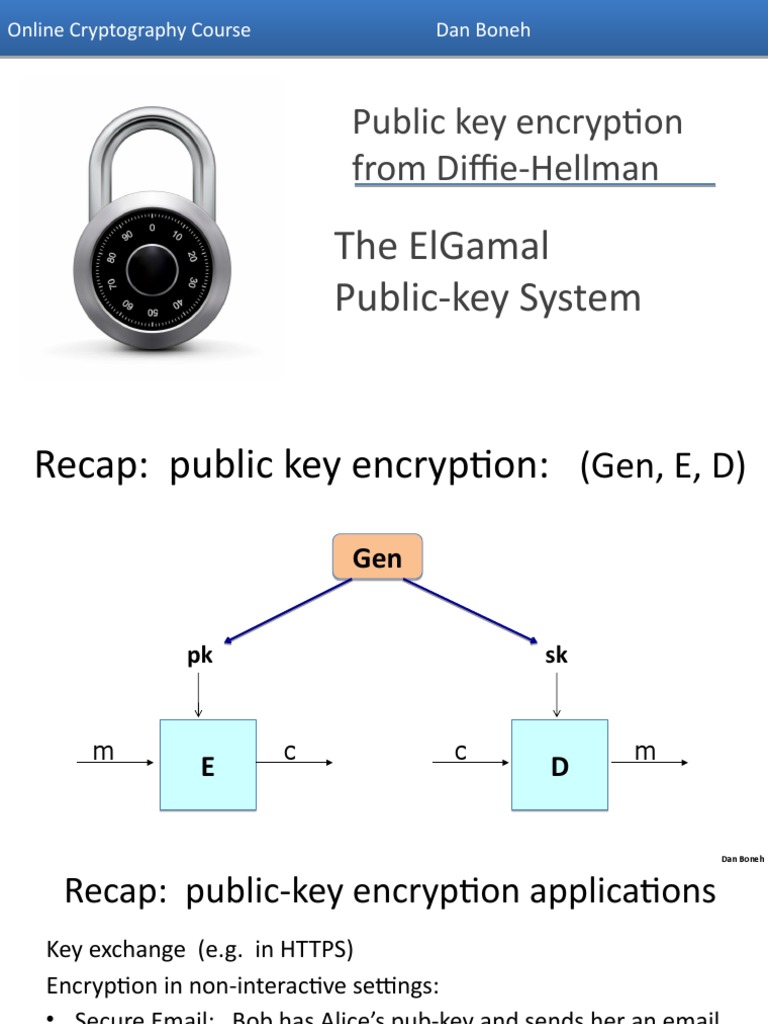 Public Key Encryption From Diffie-Hellman | PDF | Cryptography | Public ...
