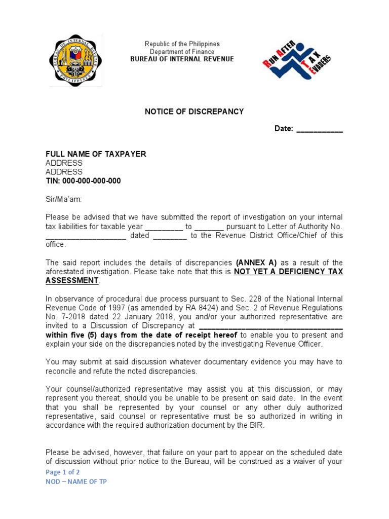 Annex A-RR22-2020NOD V03 | PDF | Taxation | Social Institutions