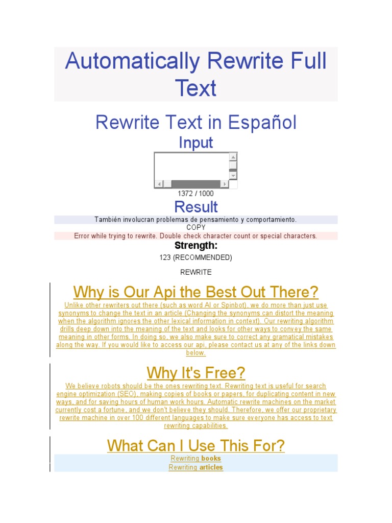 Automatically Rewrite Full Text | PDF | Artificial Intelligence ...