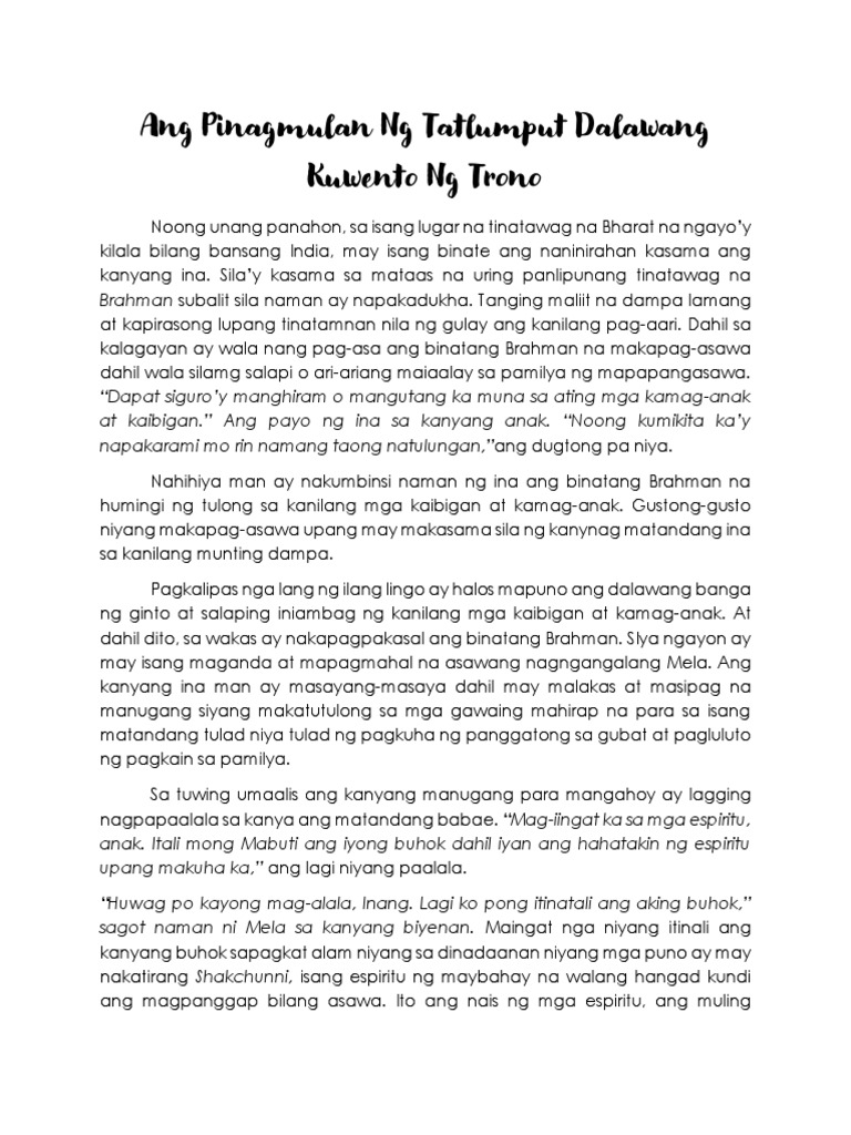 Ang Pinagmulan NG Tatlumput Dalawang Kuwento NG Trono - Alamat - Grade ...
