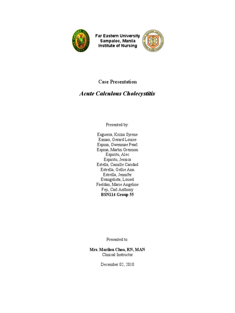 Acute Calculous Cholecystitis Case Study | PDF | Value (Ethics ...